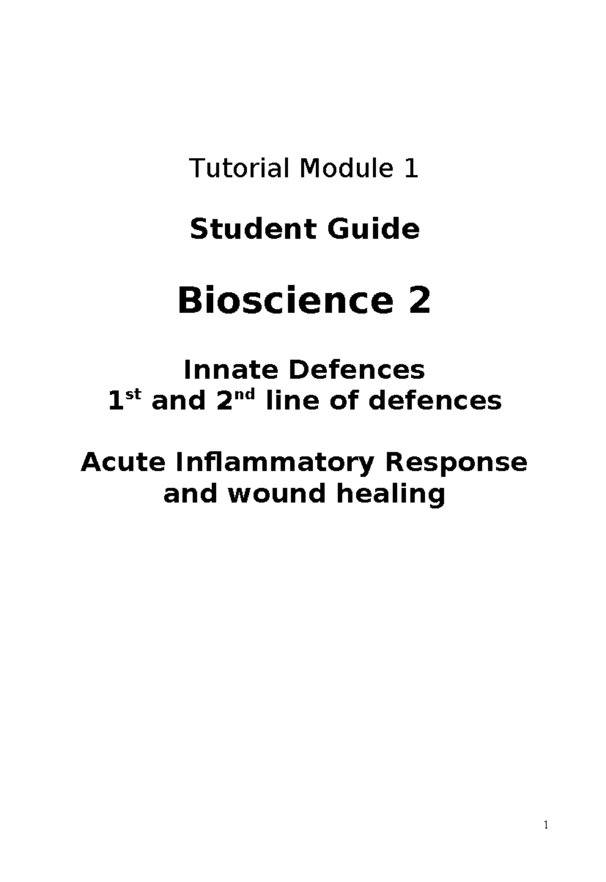Module 1 Tutorial- Innate Defenses AIR and Wound Healing - Tutorial ...