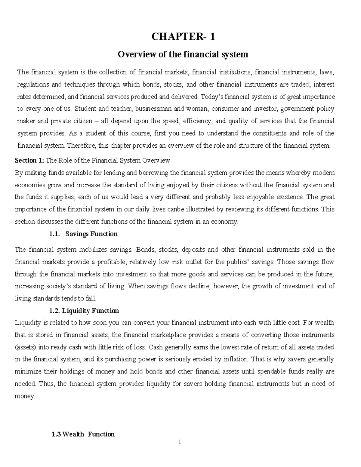 Financial institution material-for students - CHAPTER- 1 Overview of ...