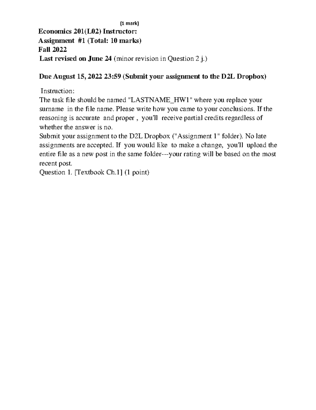 Study Guidenattachment 174 2022 a - Economics 201(L02) Instructor ...
