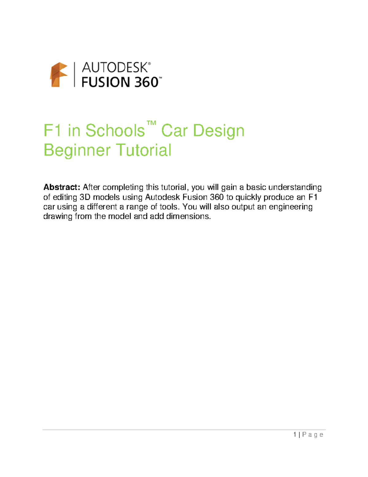 Fusion 360 Tutorial F1 Car F1 In Schools ™ Car Design Beginner