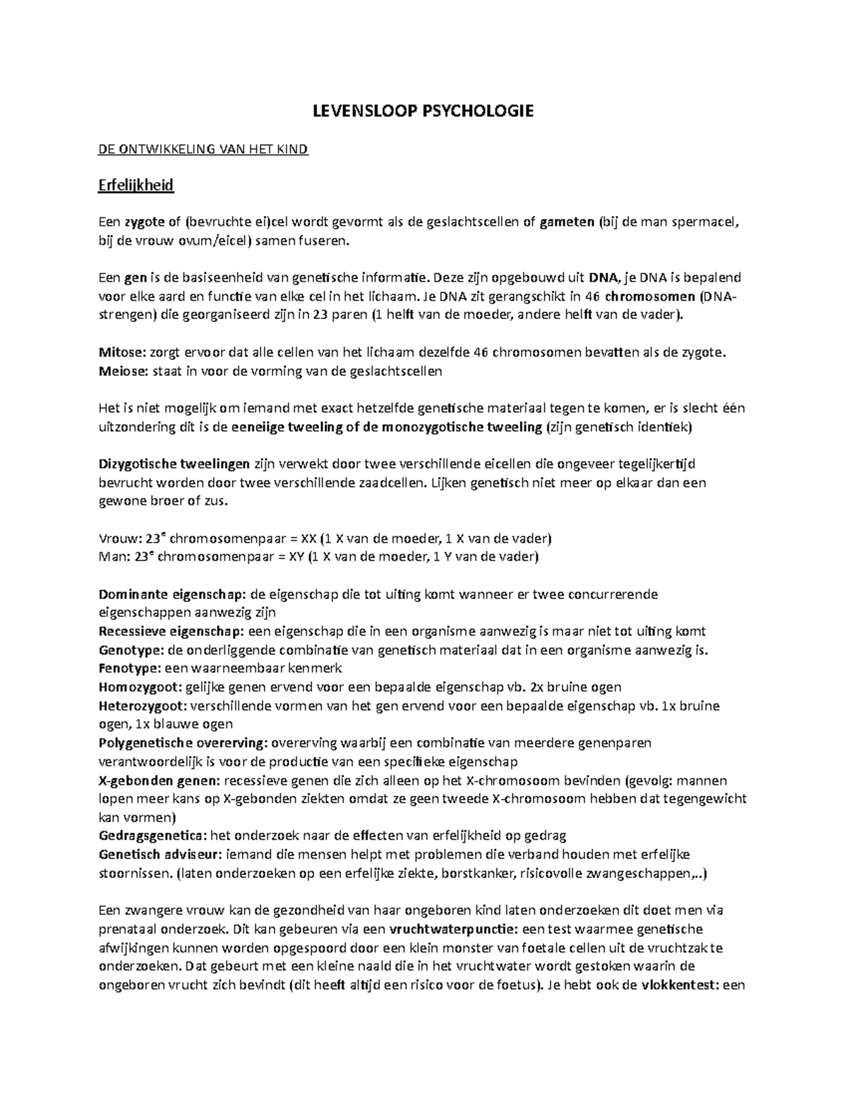 Samenvatting Levenslooppsychologie - LEVENSLOOP PSYCHOLOGIE DE ...