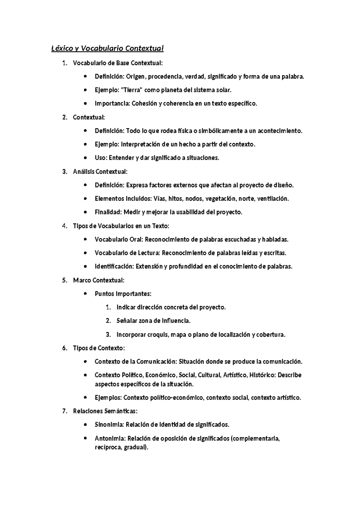 3er Parcial O y E - Léxico y Vocabulario Contextual 1. Vocabulario de ...
