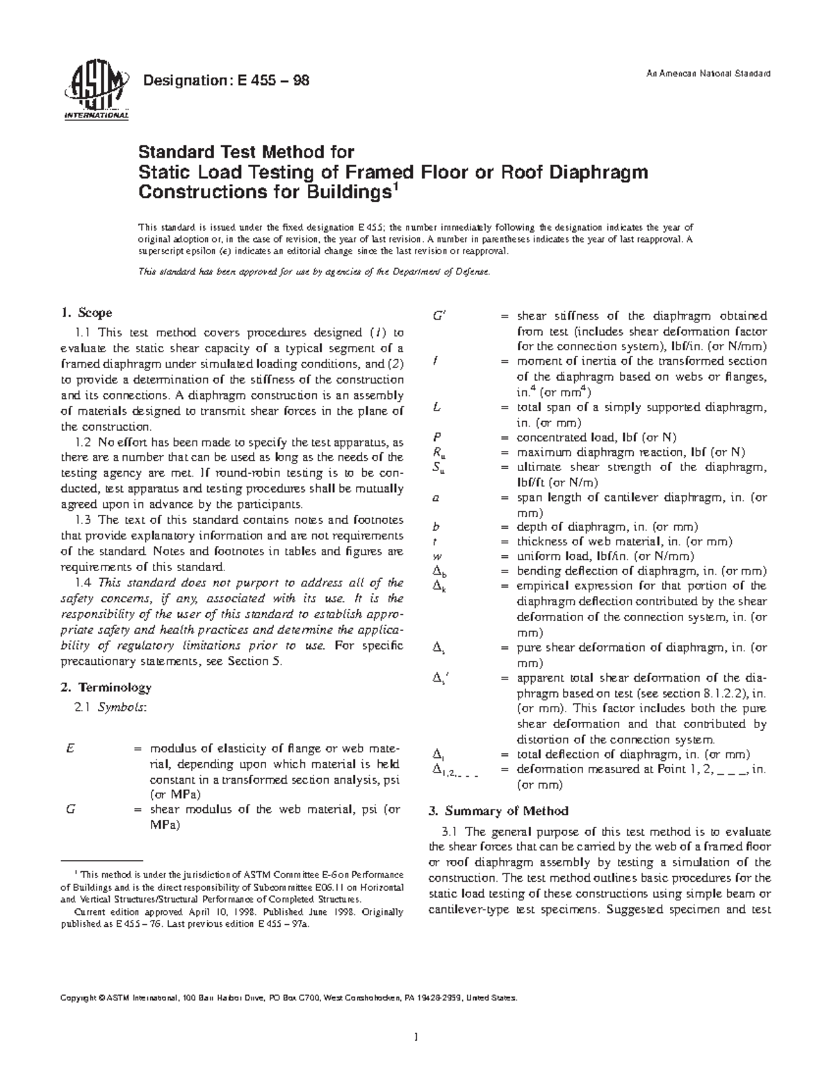 E 455 â€“ 98 ;RTQ1NQ - ASTM E 455 - Designation: E 455 – 98 An American ...