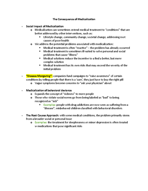 Medicalization SOC381 - Medicalization Medicalization: changing the ...