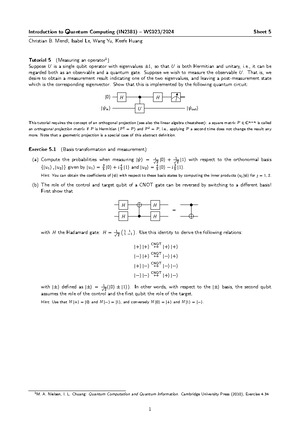 Sheet 04 - WS23/24 - Introduction to uantum Computing (IN2381) – W 2 023/2024 Sheet 4 Christian ...