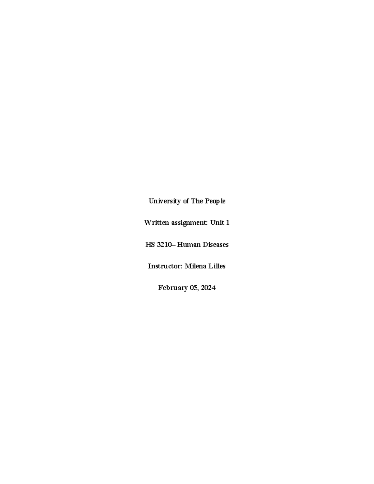 Hs 3210 Written Assignment Unit 1 University Of The People Written Assignment Unit 1 Hs 3210