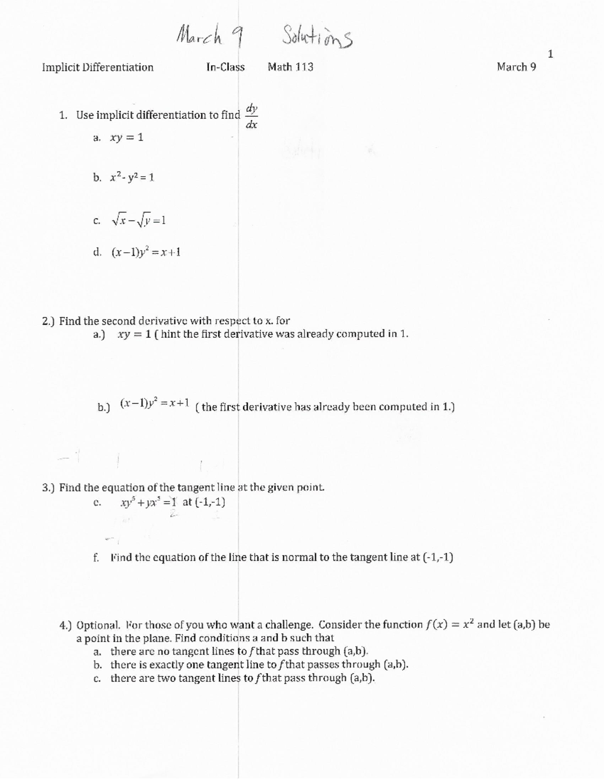 March 9 Solutions - Fairchild - MATH 113 - Studocu