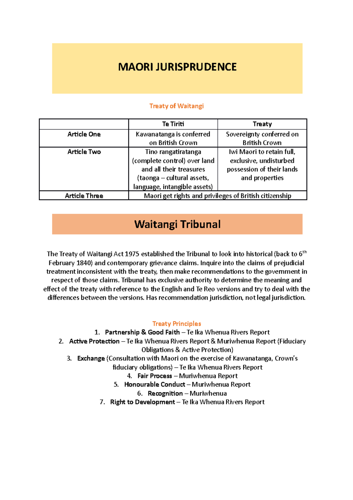 Maori - Pub 2019 - Treaty of Waitangi Te Tiriti Treaty Article One ...