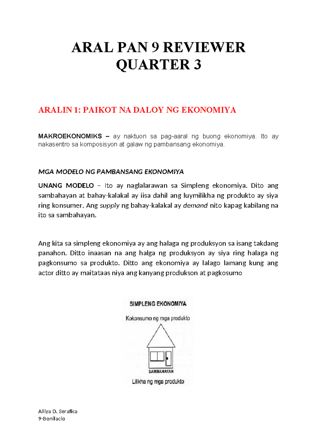 ARAL PAN Reviewer Aralin 1 - ARAL PAN 9 REVIEWER QUARTER 3 ARALIN 1 ...