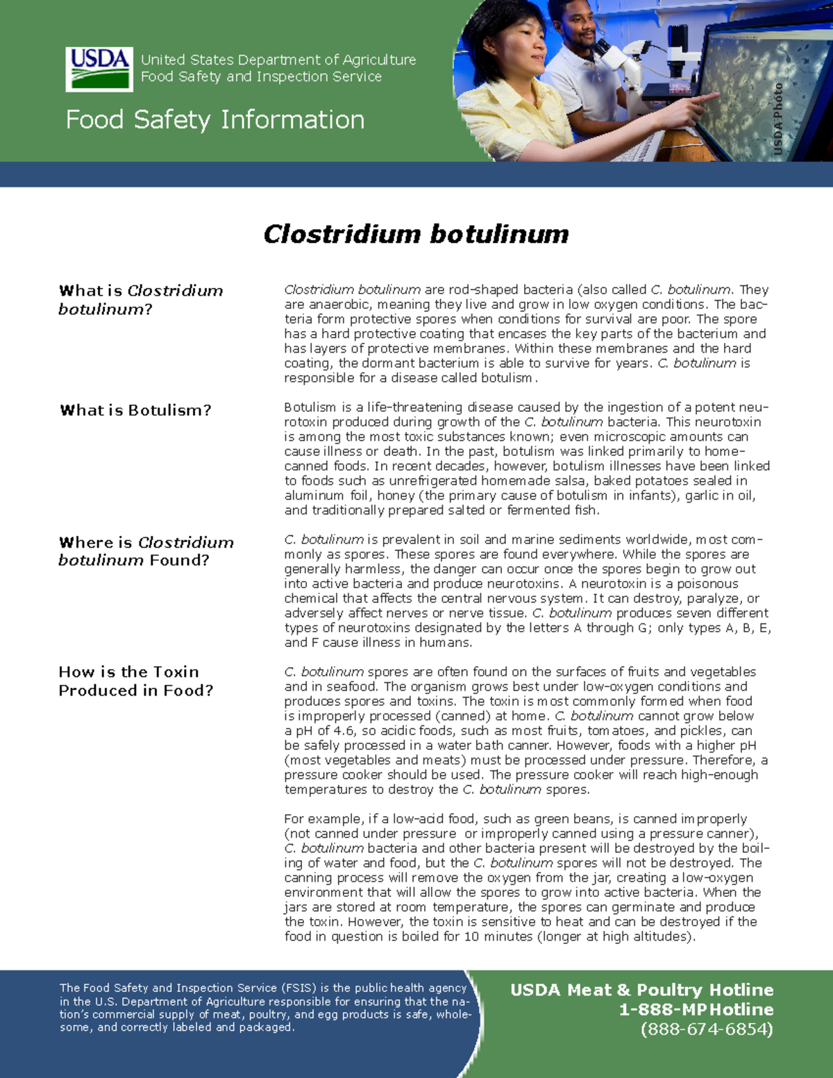 Clostridium botulinum - Clostridium botulinum Food Safety Information ...