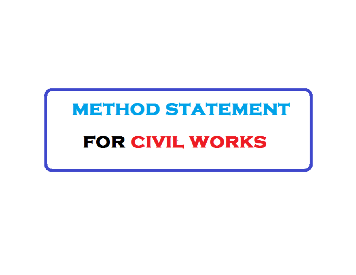 Methodstatementforcivilworks-190304142436 - Civil Method Statement • Method statement for - Studocu