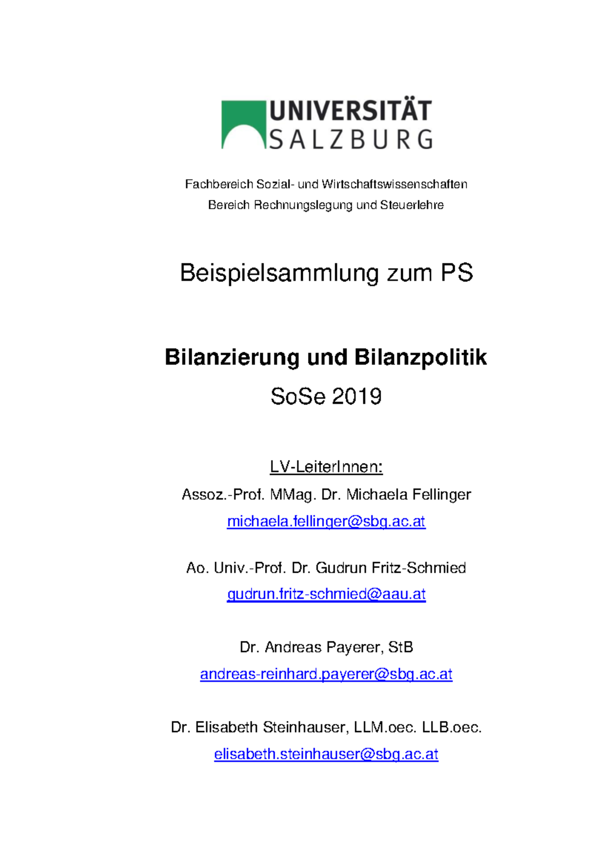 Beispielsammlung PS Bilanzierung So Se 2019 - Fachbereich Sozial- und Wirtschaftswissenschaften ...