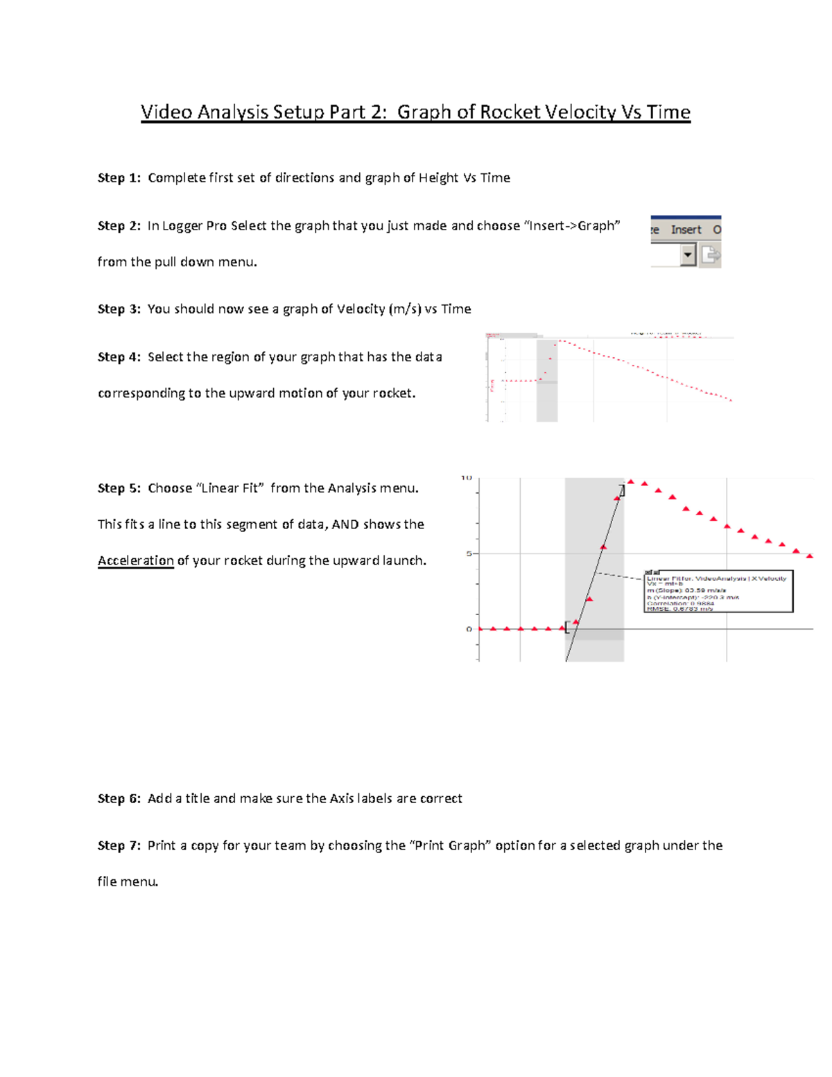 Video Analysis Setup Part 2 - Step 3: You should now see a graph of ...