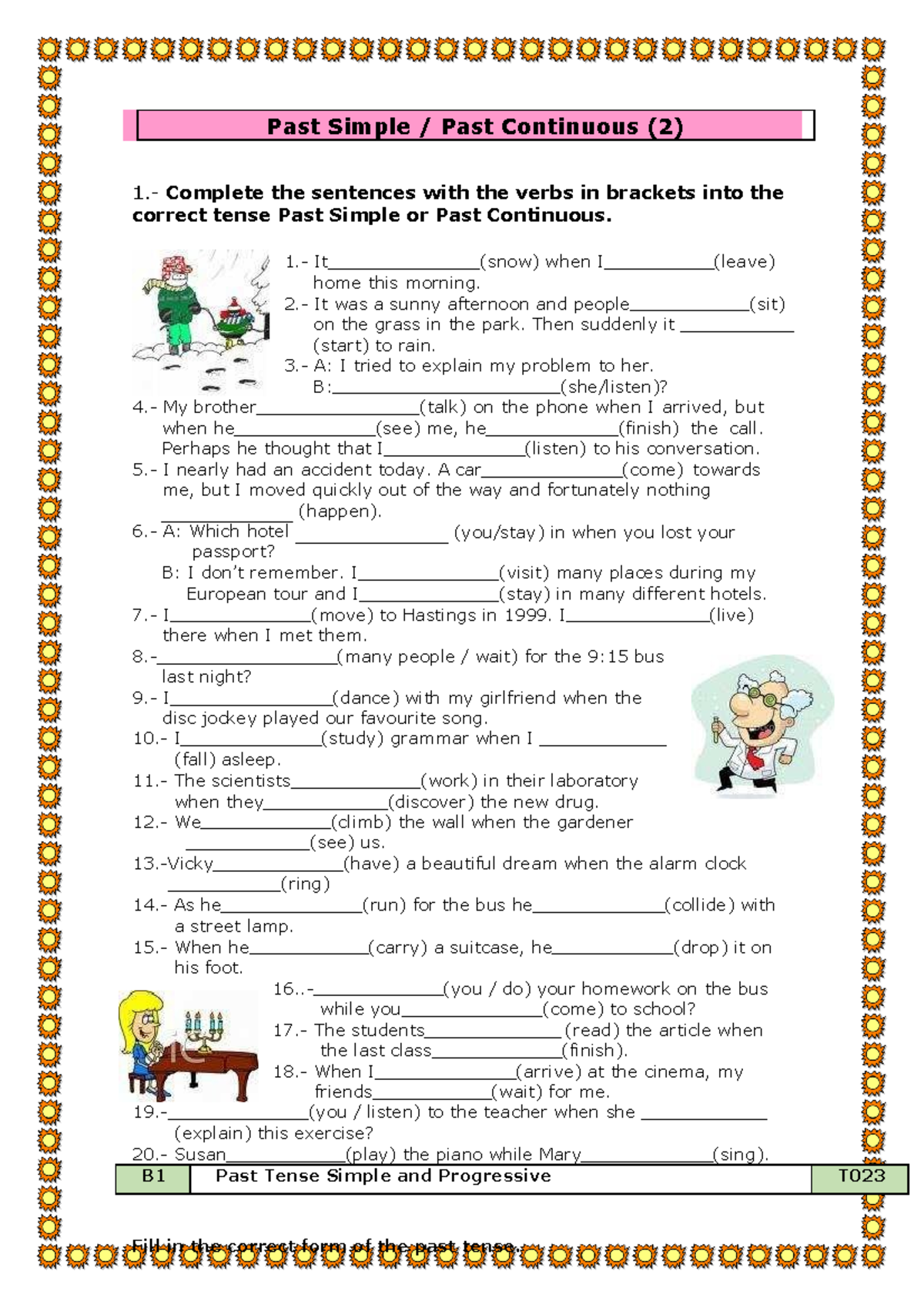 Past simple past continuous - Past Simple / Past Continuous (2) 1 ...