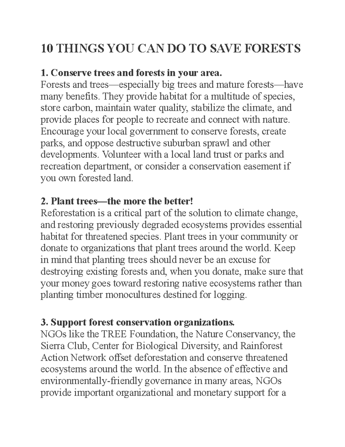 10 Things YOU CAN DO TO SAVE Forests - 10 THINGS YOU CAN DO TO SAVE ...