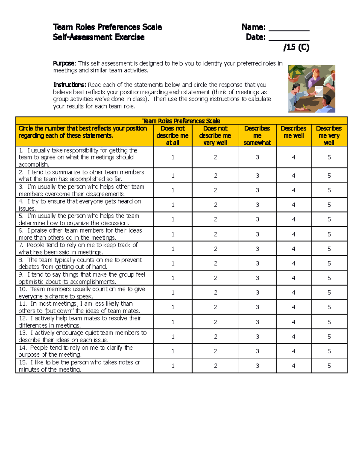 7 Team Roles Preferences Activity VSS - Copy - Team Roles Preferences ...