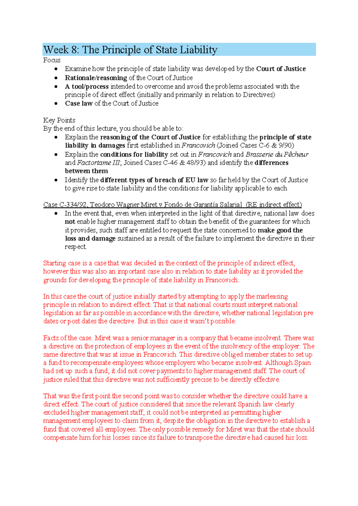 Principle of state liability notes - Week 8: The Principle of State ...