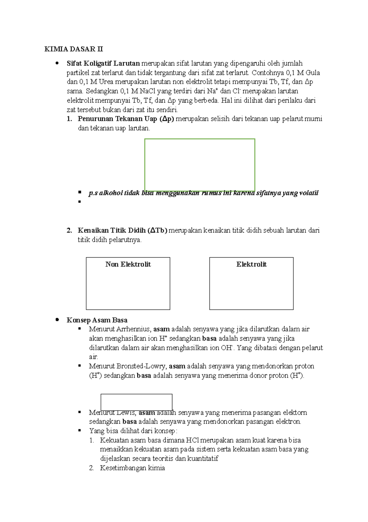 Kimia Dasar II - KIMIA DASAR II Sifat Koligatif Larutan merupakan sifat ...