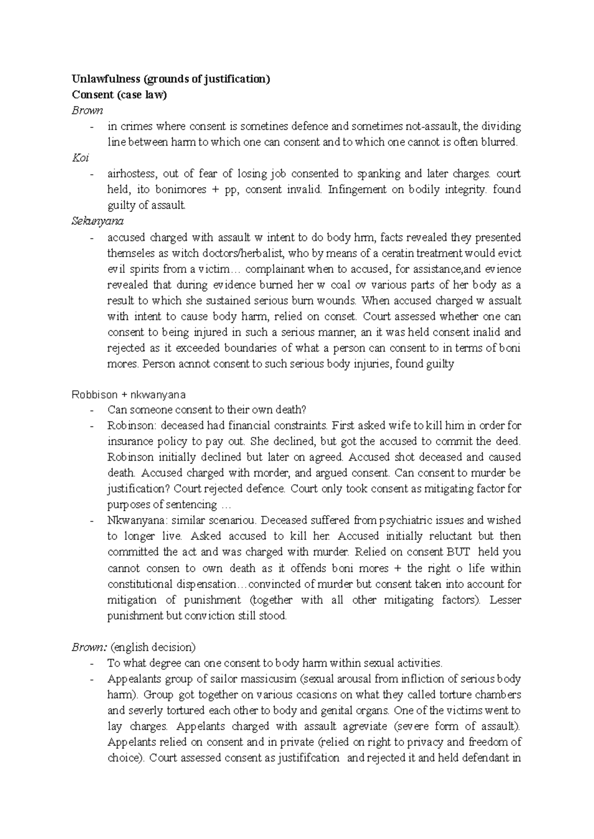 Unlawfulness (grounds of justification case law) - Unlawfulness ...