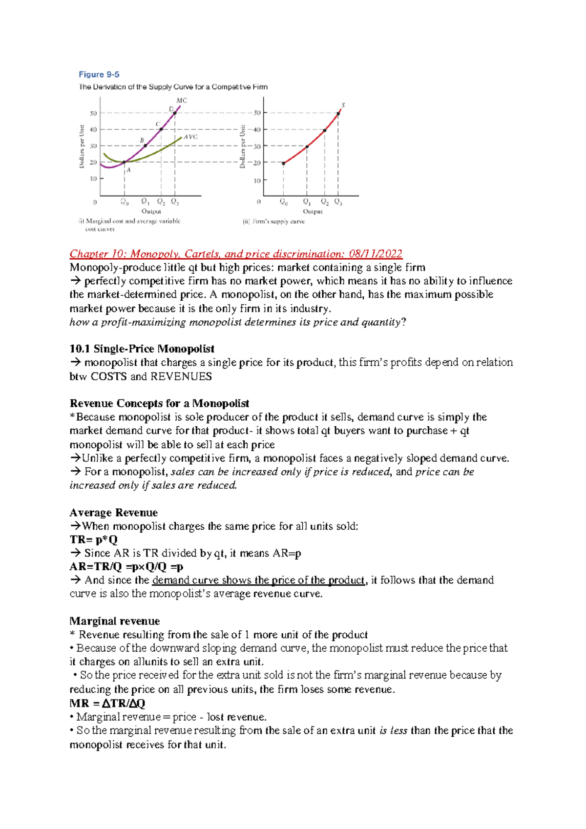 Chap10 - Notes on Chapter 10 ECON 201: Monopoly, Cartels, and price ...