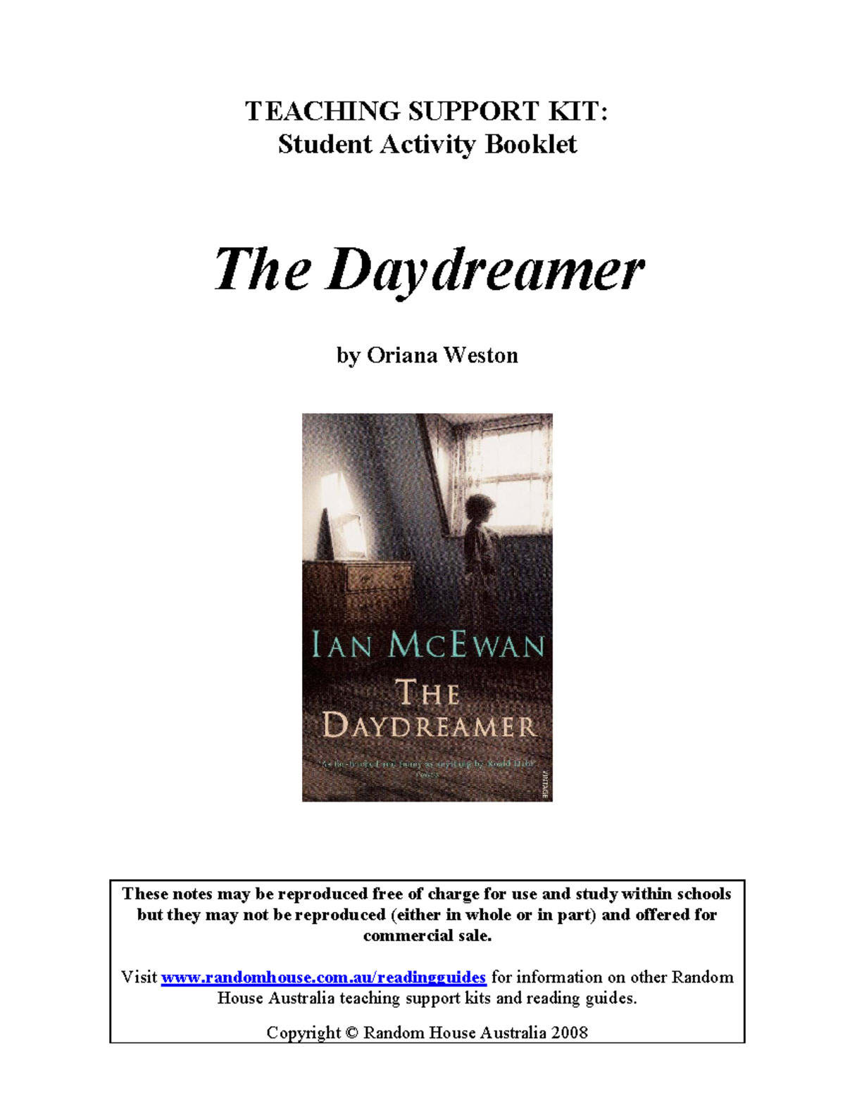 The Daydreamer anaylisis - TEACHING SUPPORT KIT: Student Activity ...