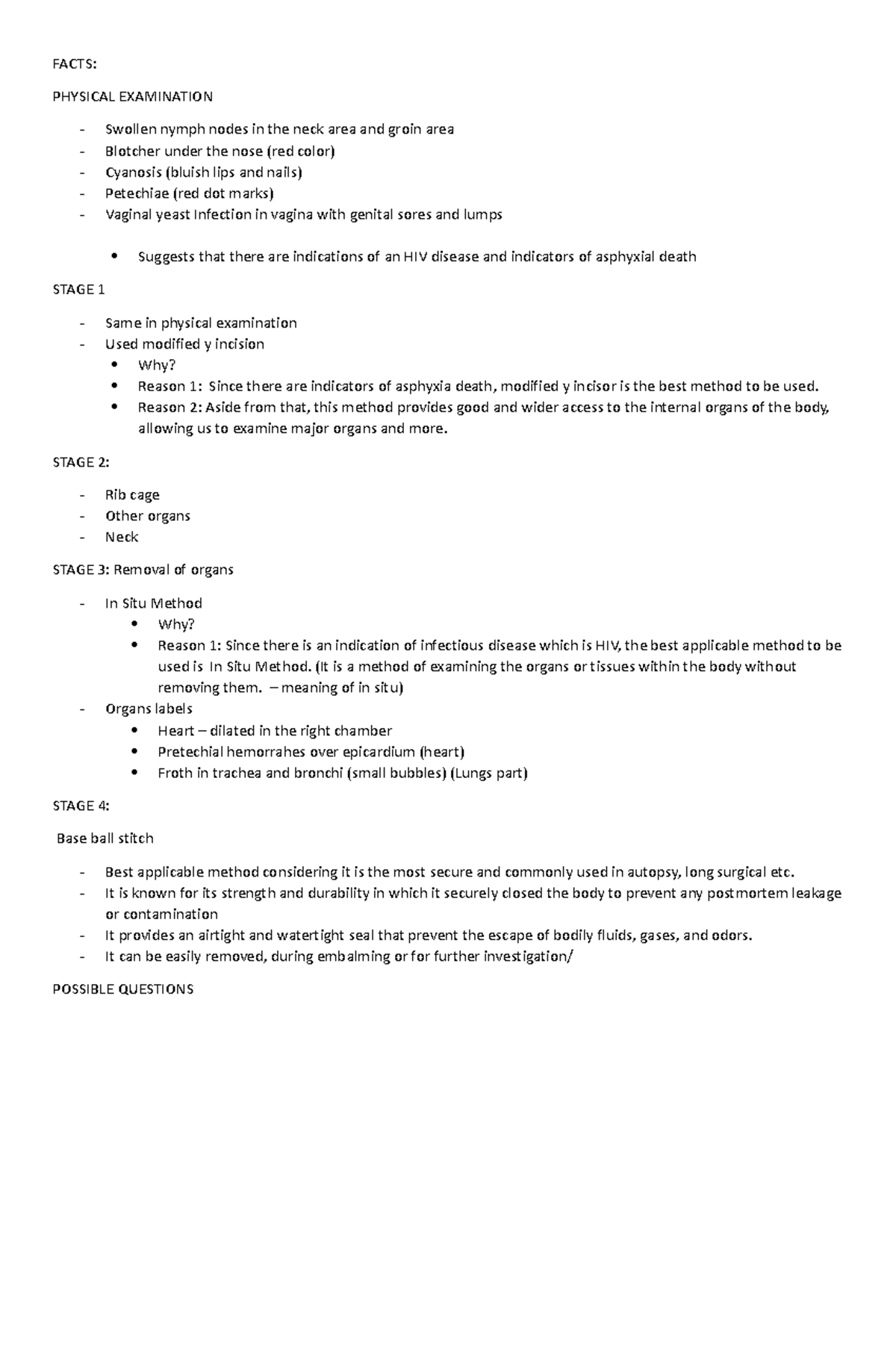 Facts - FACTS: PHYSICAL EXAMINATION Swollen nymph nodes in the neck ...