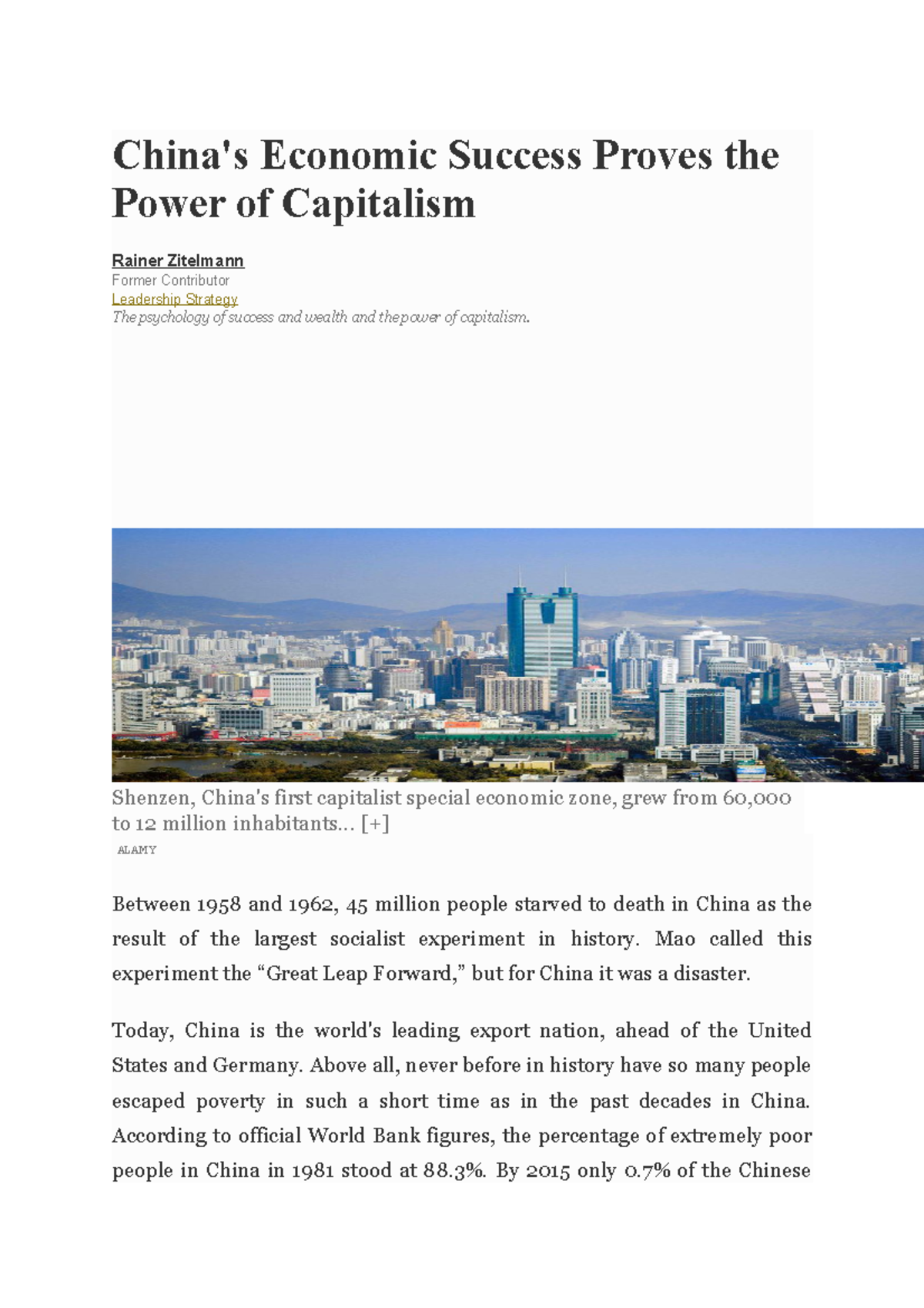 Chinas Economic Success Proves the Power of Capitalism - China's ...
