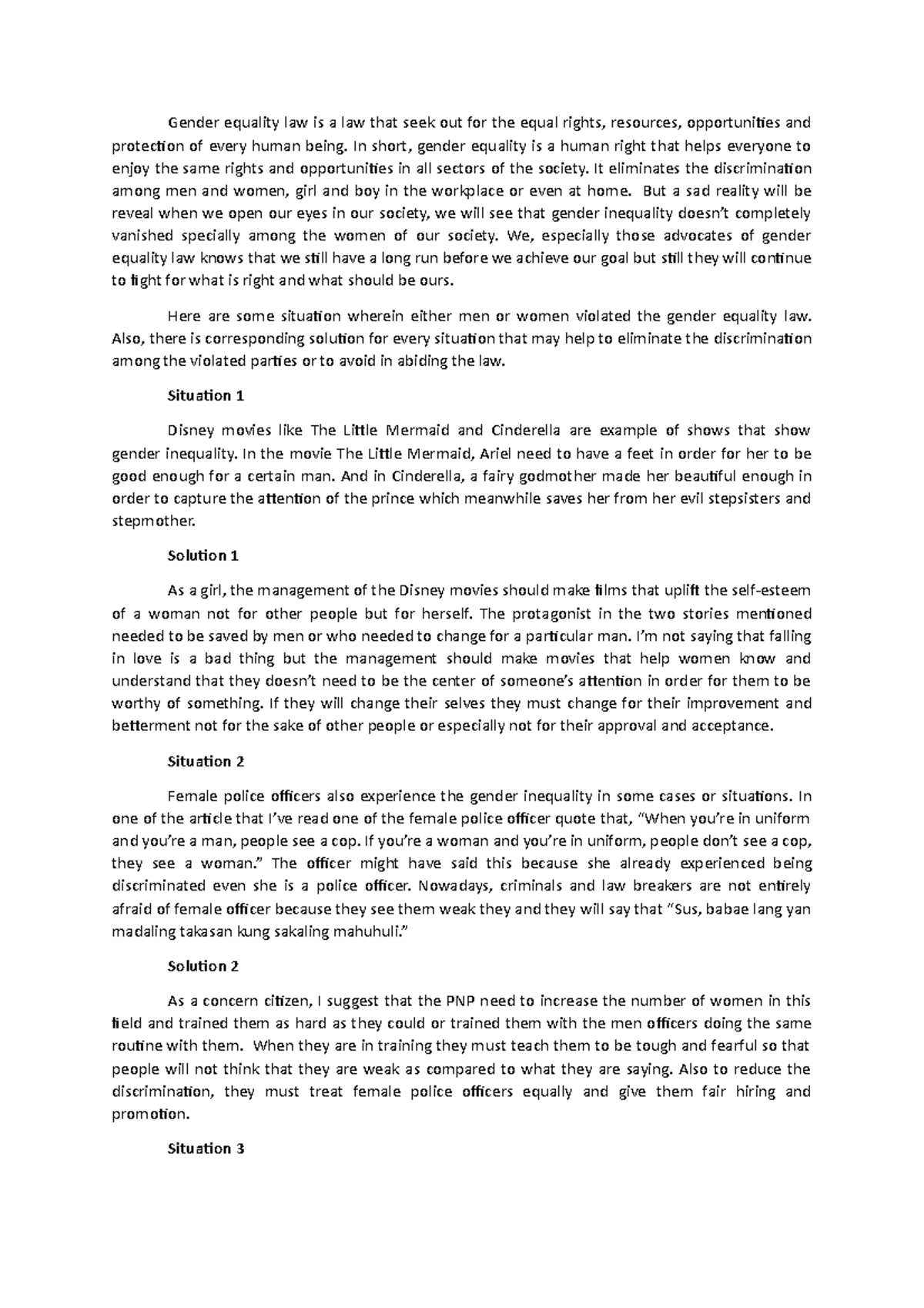 Reviews Gender Equality Law Is A Law That Seek Out For The Equal