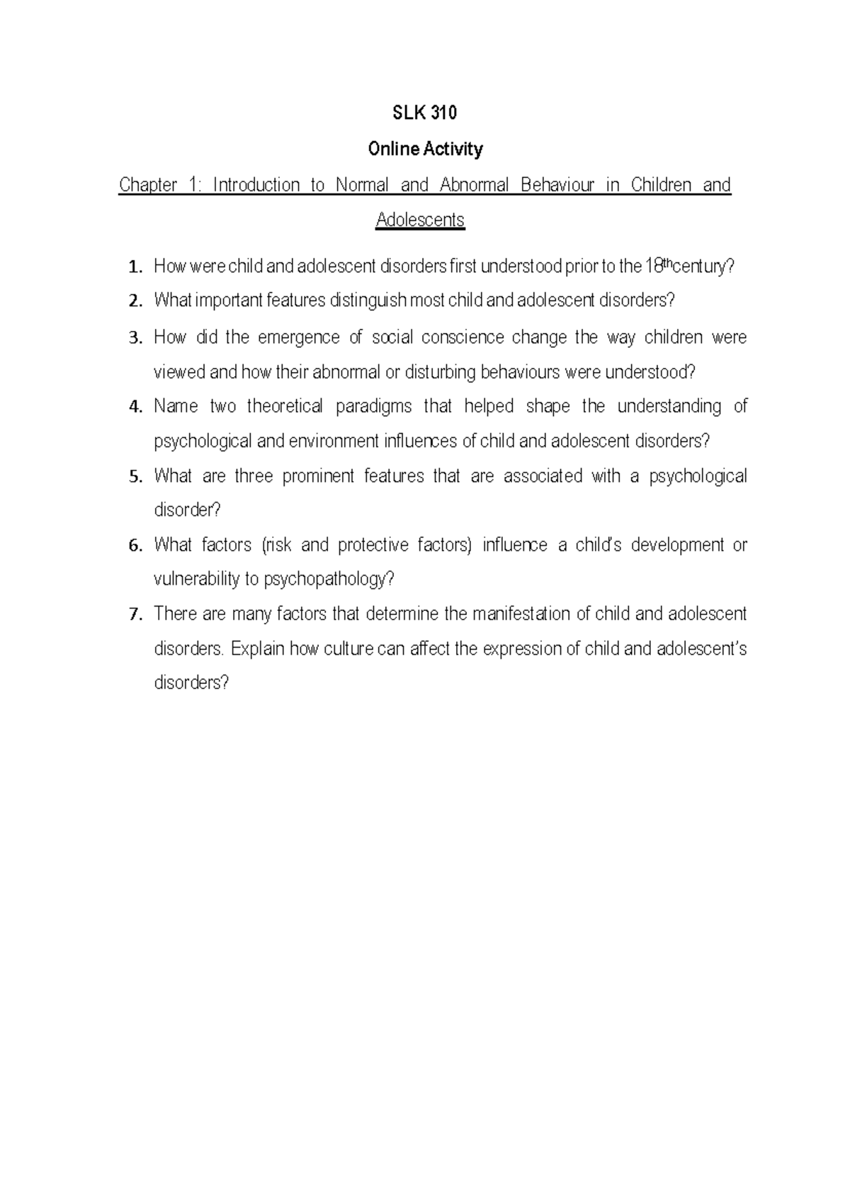 Chapter 1 Introduction to Abnormal and Normal Behaviour in Children and ...