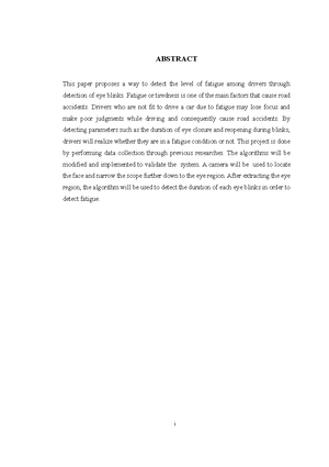 Report Final - ........... - INTERIM PROGRESS REPORT - 1 on ARDUINO BASED REAL TIME DROWSINESS ...