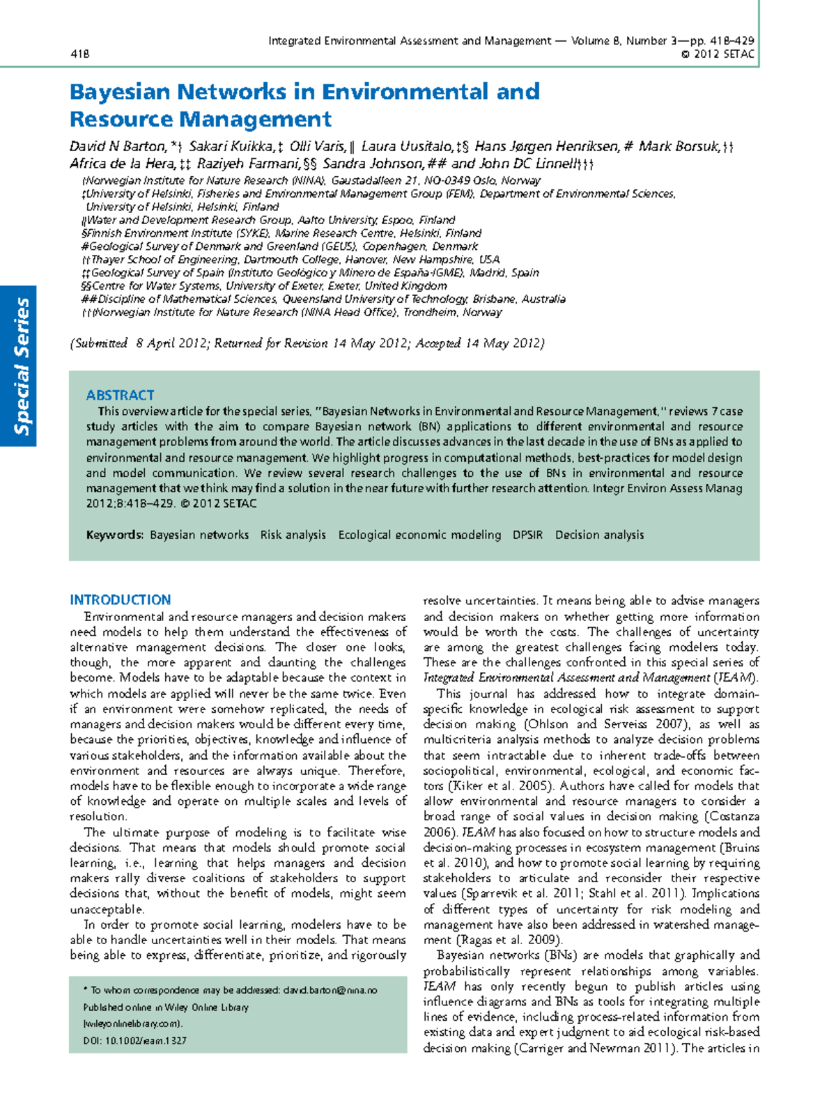 Bayesian networks in environmental and r - Bayesian Networks in ...