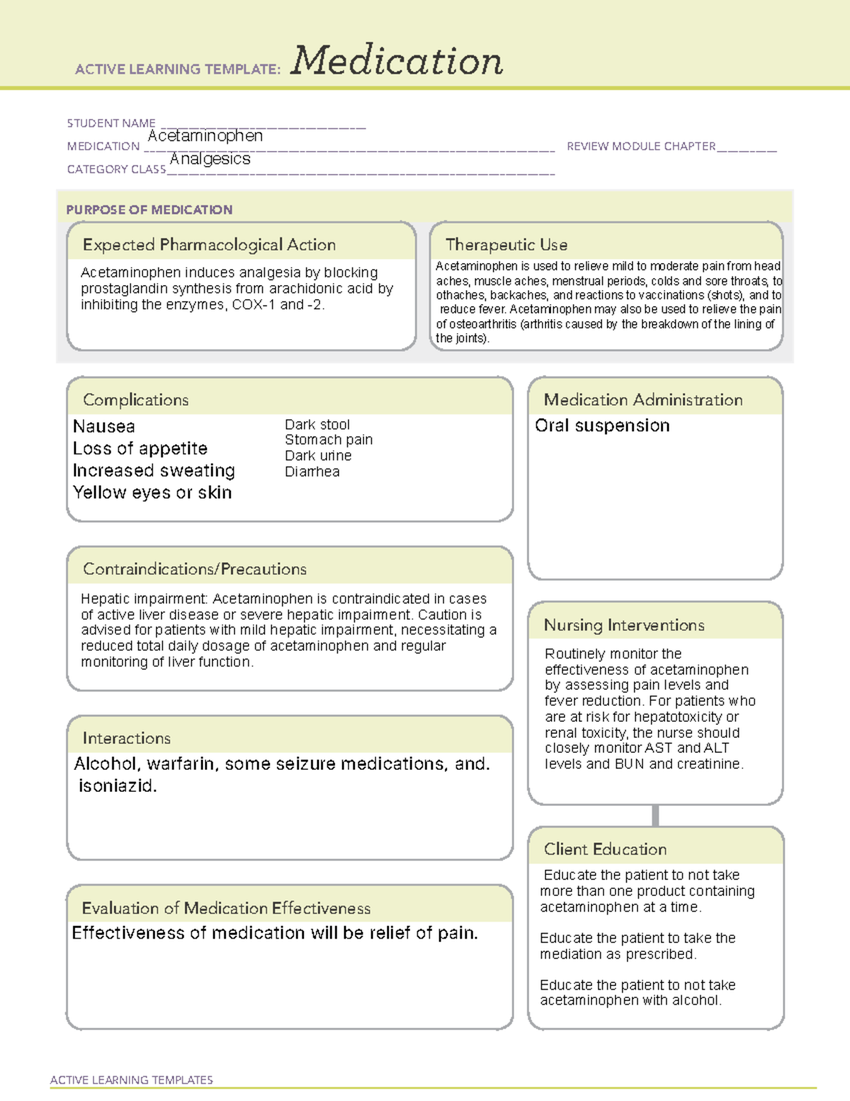 Drug study week 5 PEDS - ACTIVE LEARNING TEMPLATES Medication STUDENT ...
