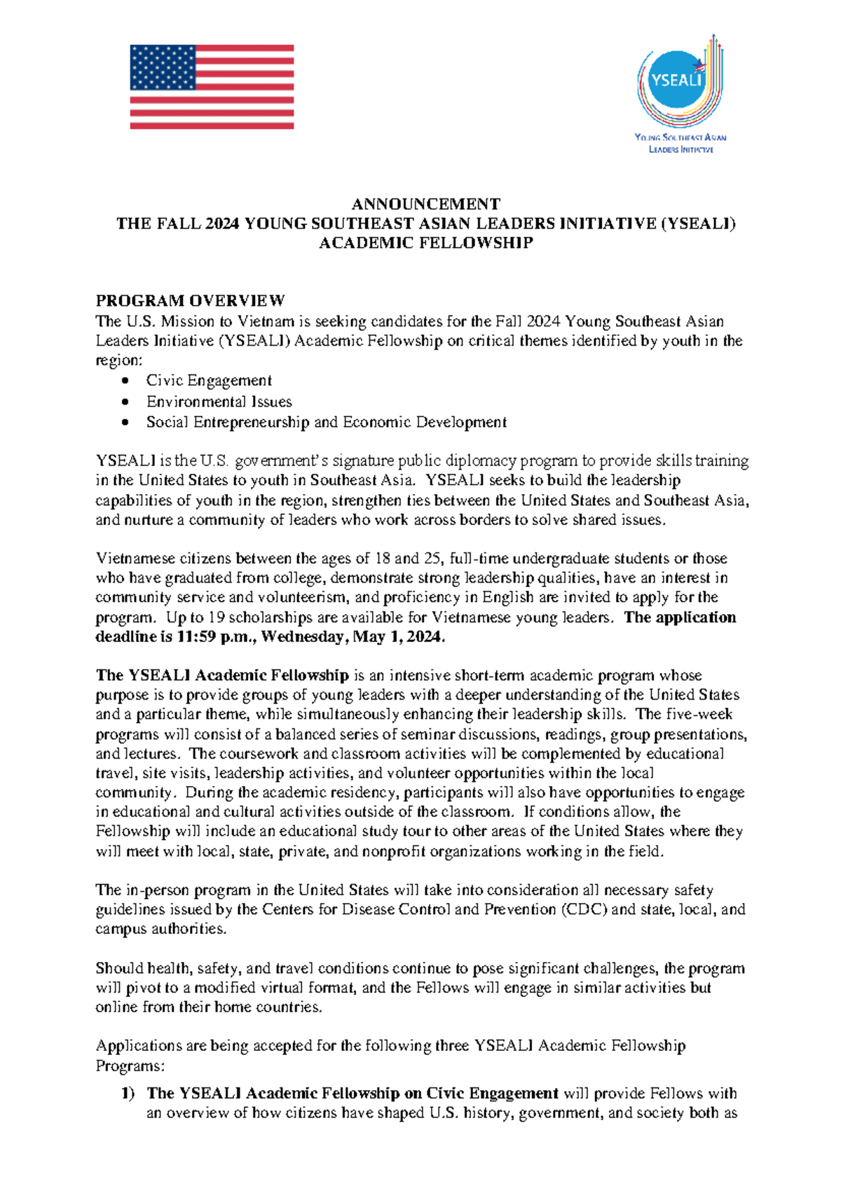 Announcement - Fall 2024 Yseali Academic Fellowship (ENG ...