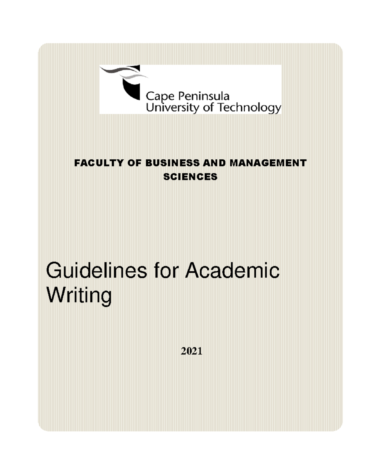 Academic Writing Guide 2021 - FACULTY OF BUSINESS AND MANAGEMENT ...