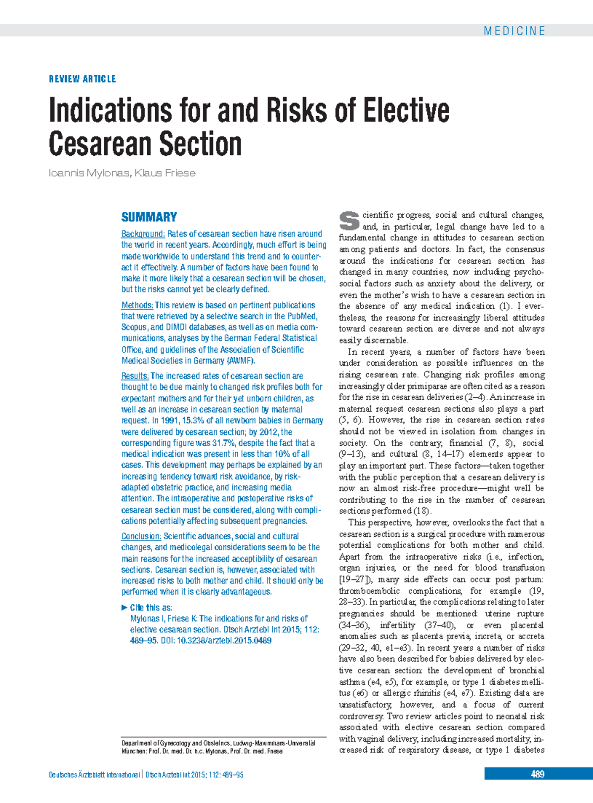 Cesarean section indications complications - REVIEW ARTICLE Indications ...