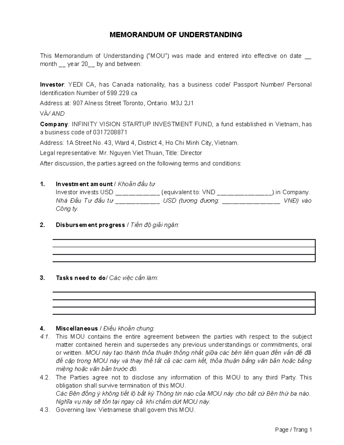 Bil Bien ban ghi nho dau tu copy - MEMORANDUM OF UNDERSTANDING This ...