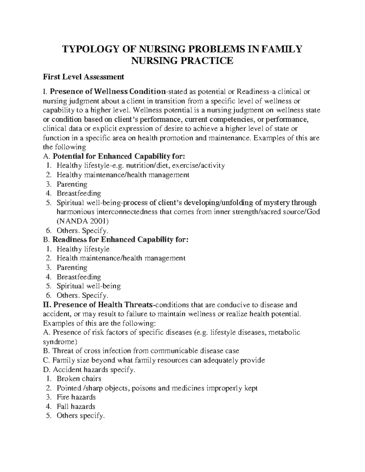 Typology OF Nursing Problems IN Family Nursing Practice - TYPOLOGY OF ...