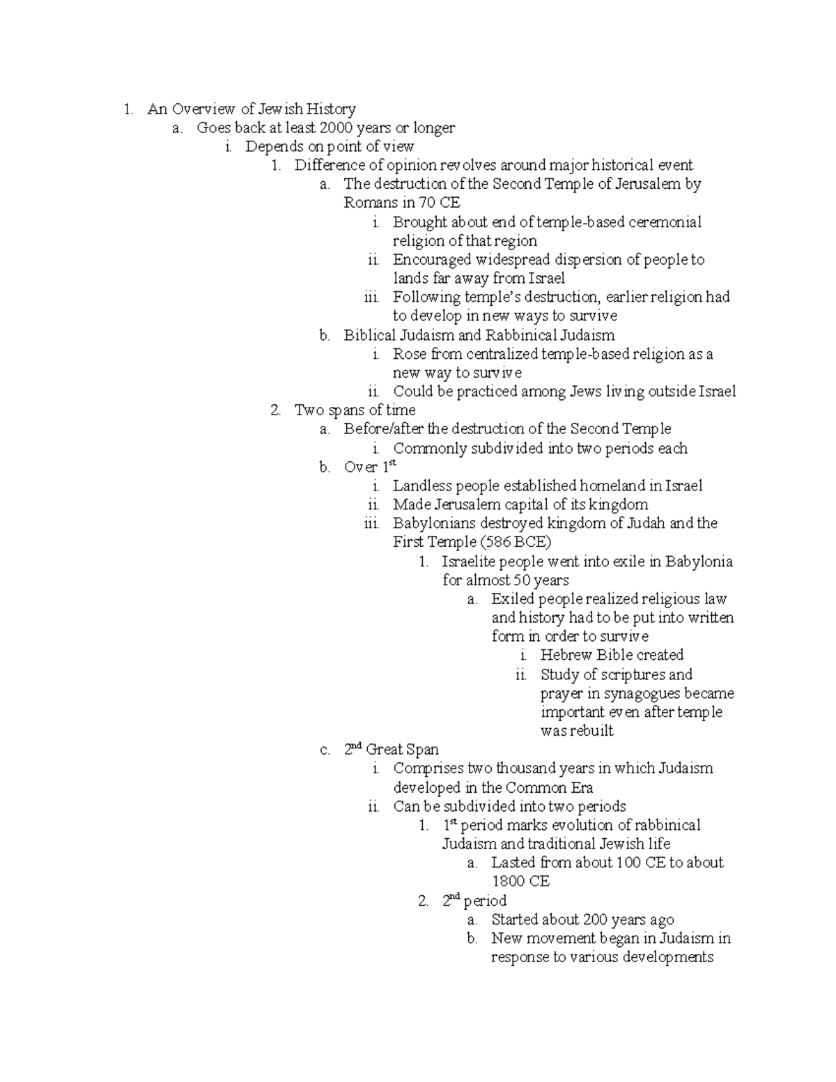 8 Judaism - Book Notes - An Overview of Jewish History a. Goes back at ...