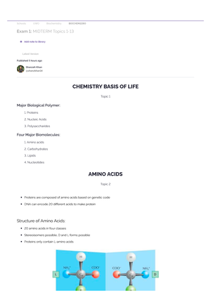 Lab 1 Biochem - assignment - 2280A - UWO - Studocu