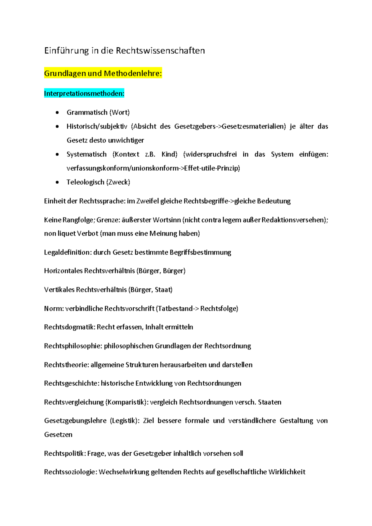 Rewi lernzettel - Für die Prüfung - Einführung in die ...