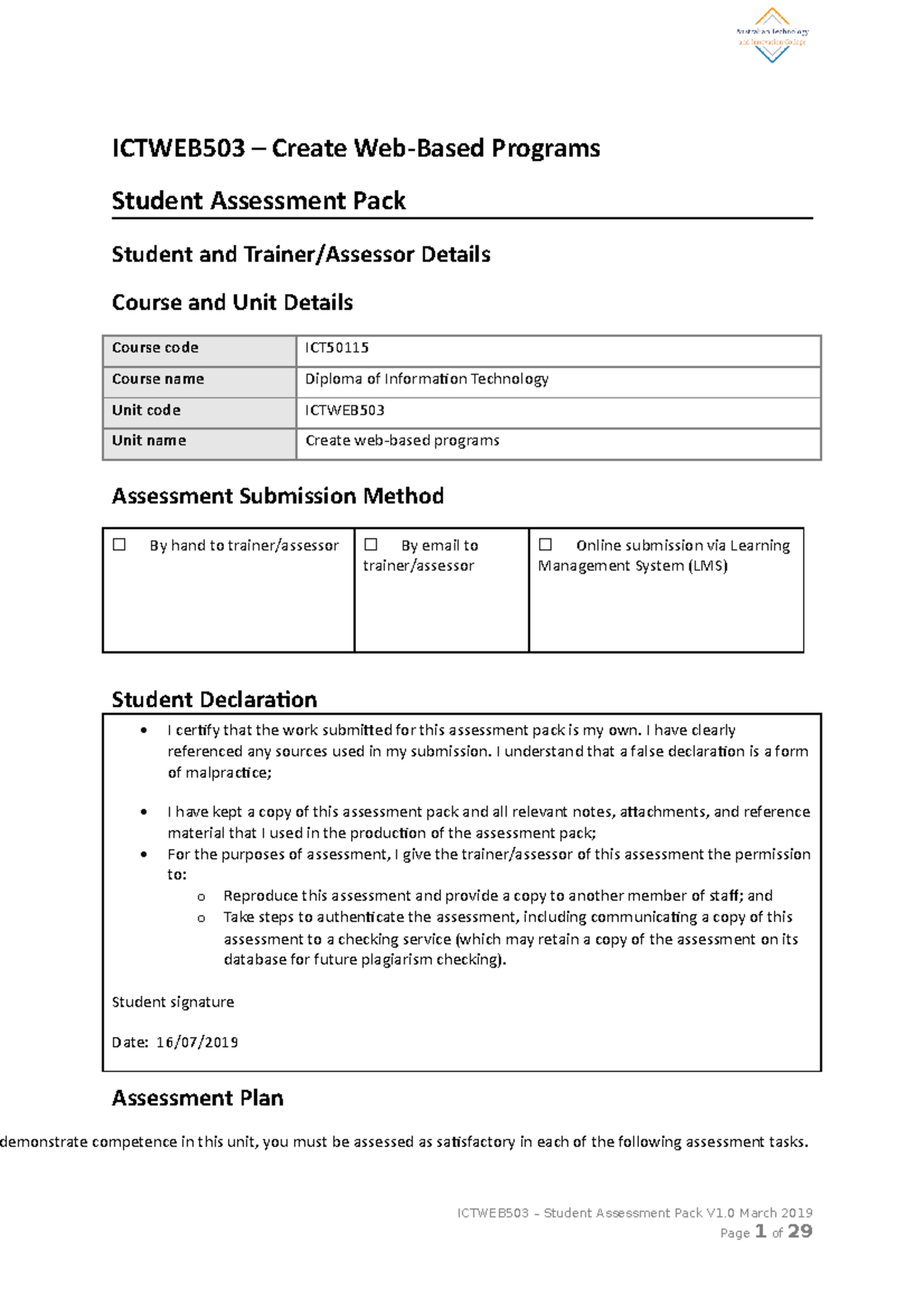Ictweb 503 – Create Web-Based Programs - ICTWEB503 – Create Web-Based ...