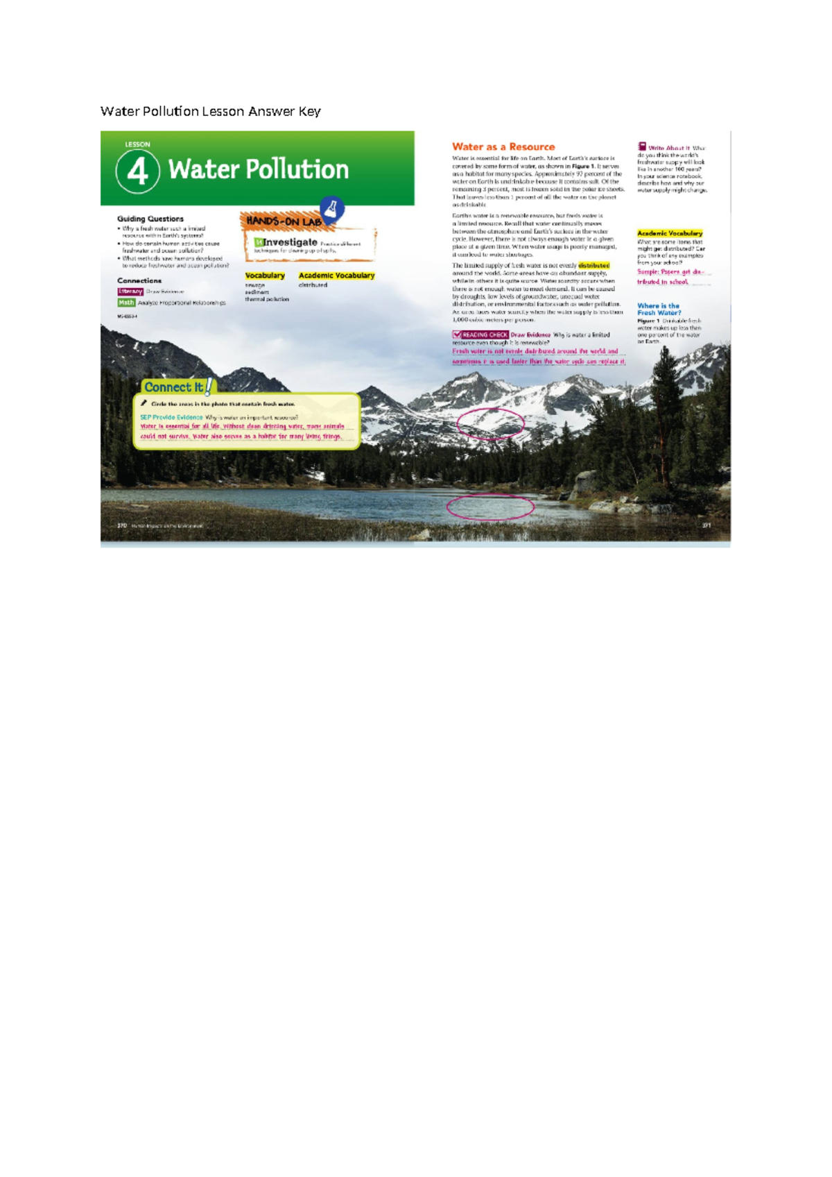 Water Pollution Lesson Answer Key - Forensic Science - Studocu