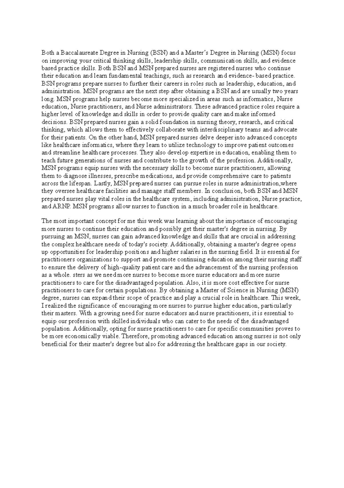 Difference between BSN and MSN nurse - Both a Baccalaureate Degree in ...