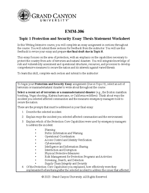 EMM-450 Critical Infrastructure Assessment Worksheet Munoz - EMM-450 ...