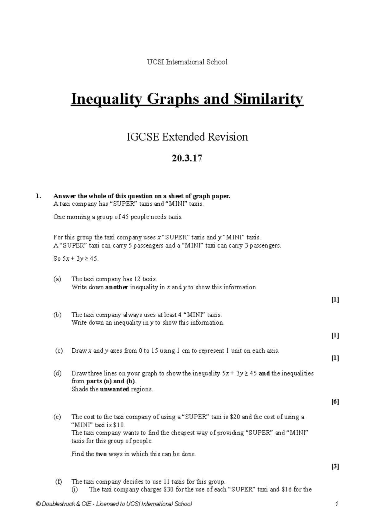 Similarity and inequality graph - UCSI International School Inequality ...