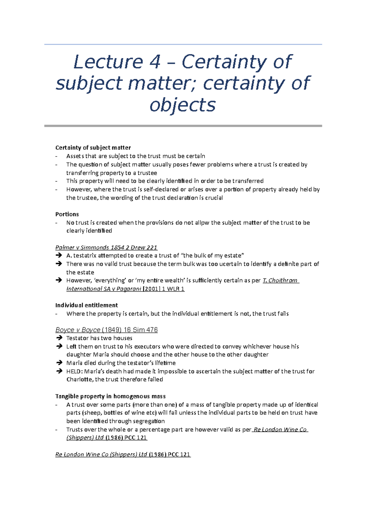 Week 4 - Certainty of subject mater and objects - Lecture 4 – Certainty of subject matter ...