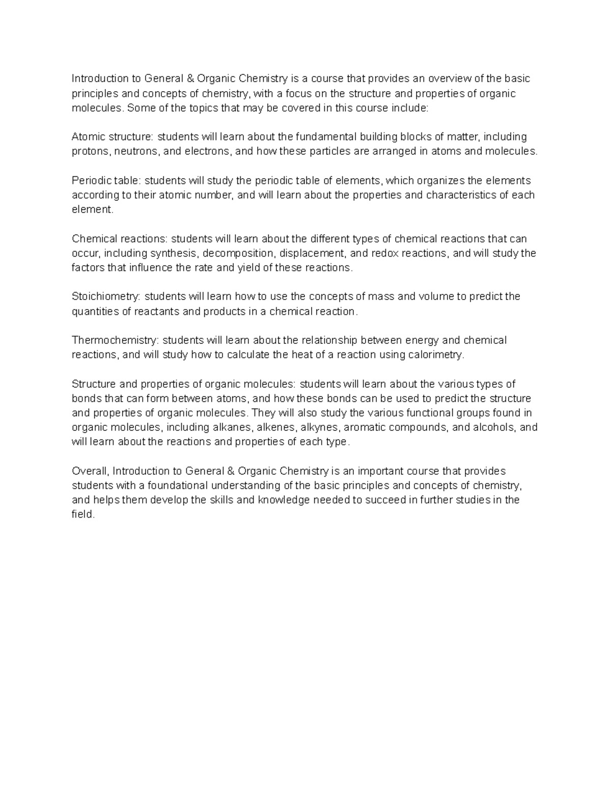 Intro to general - lecture notes - Introduction to General & Organic ...