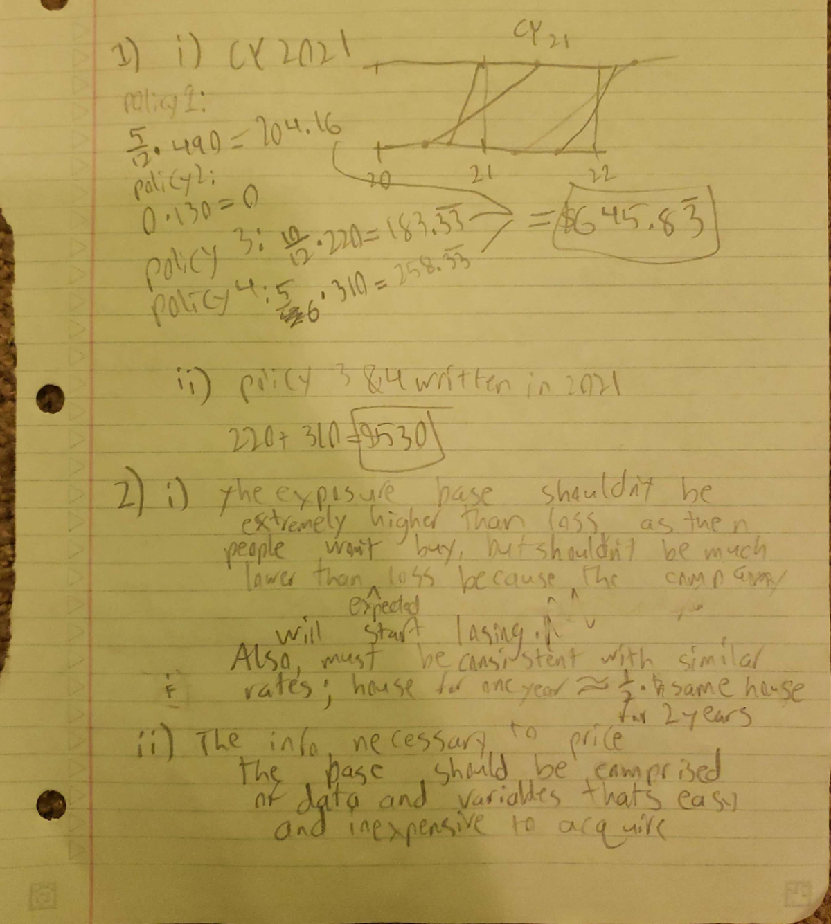 Assignment 3 3640 adjusted - 1) i) CX 2021 CY21 policy 1: policy : 20 ...