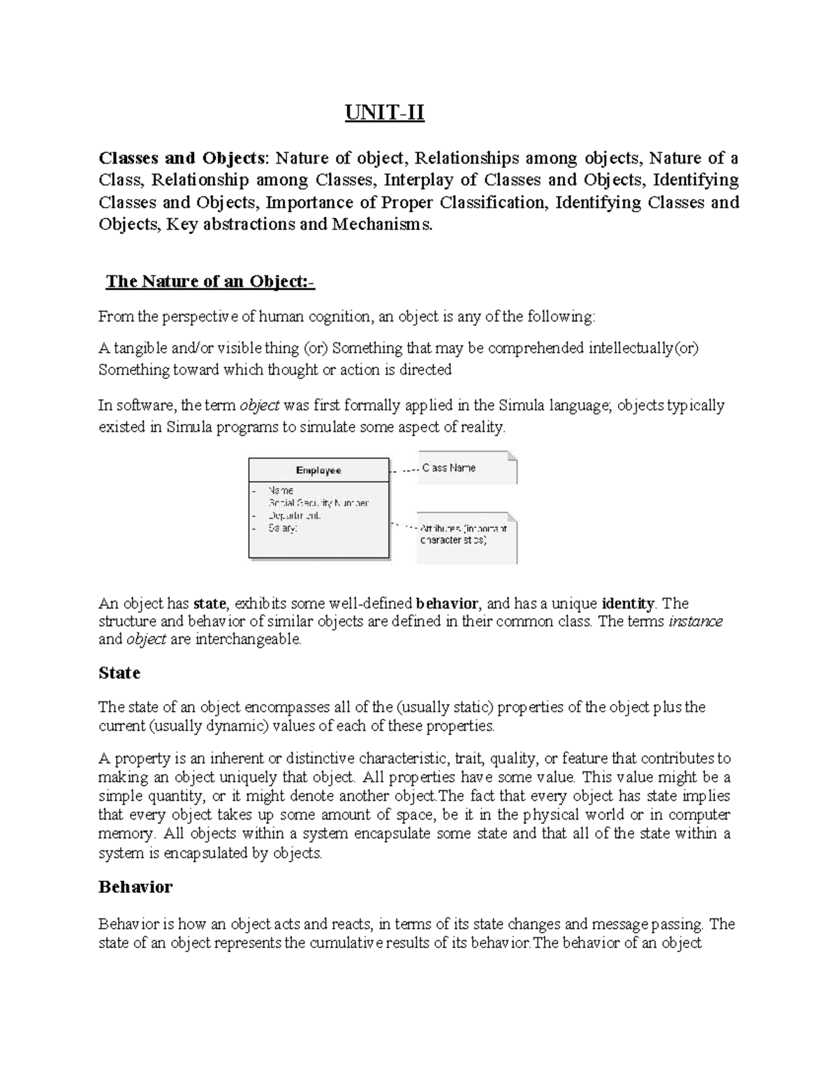 Object Oriented Analysis And Design Unit 2 Unit Ii Classes And