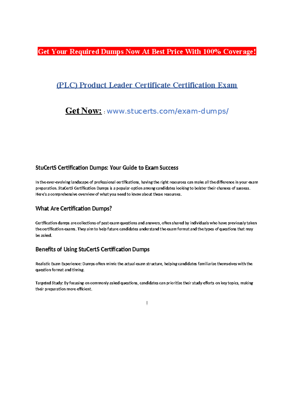 (PLC) Product Leader Certificate Certification Exam - Get Your Required ...